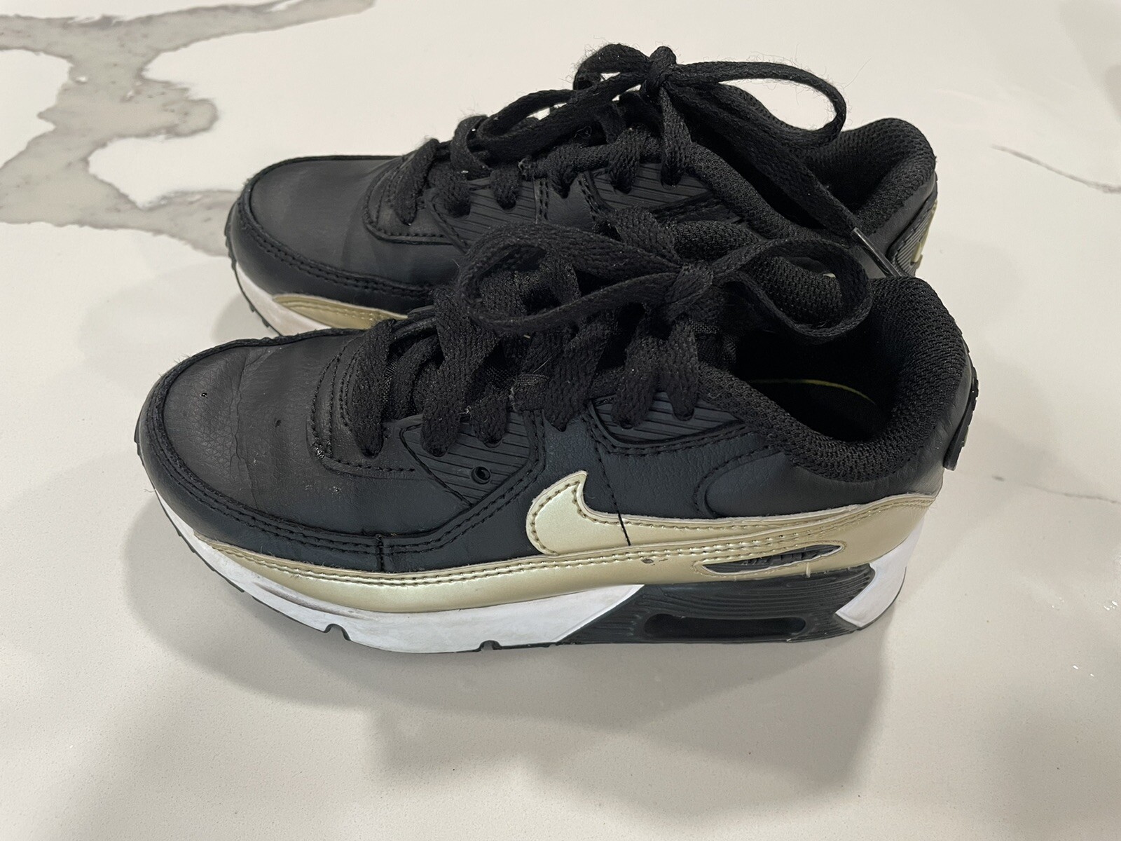 Nike Air Max 90 LTR GS Black / Metallic Gold Star 13C - Gem