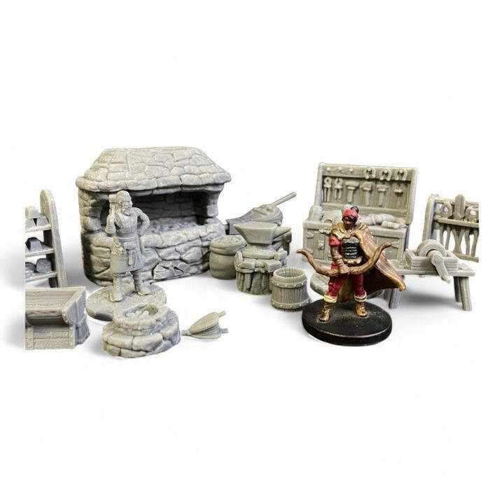 28mm Blacksmith Set Dungeons Dragons DnD D&D Market Castle Village ...