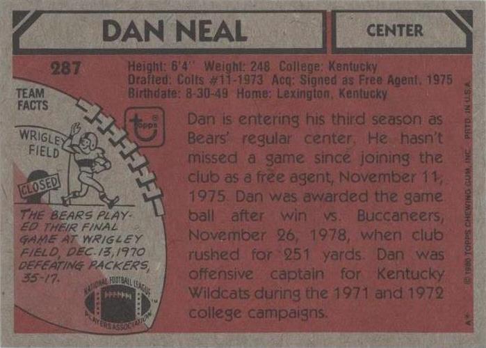 1980 Topps Dan Neal #287 for sale | eBay