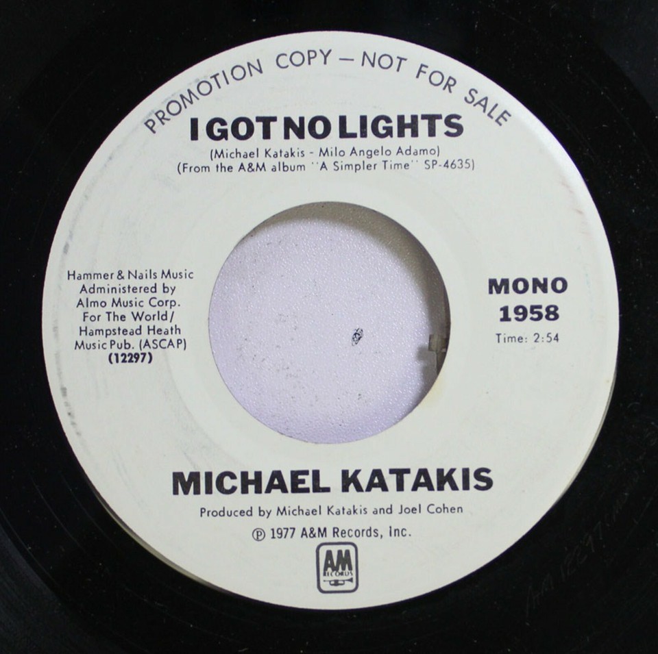 Soul Promo 45 Michael Katakis - I Got No Lights / I Got No Lights On Am ...