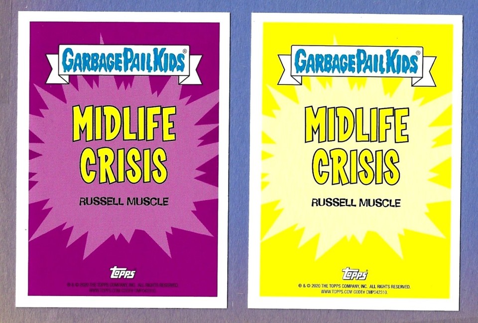 2 GARBAGE PAIL KIDS 35TH ANNIV MIDLIFE CRISIS #8A RUSSELL MUSCLE & #8b ...