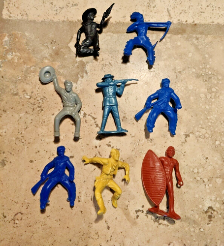 Tim Mee Vintage Lot of 8 Mini Cowboy & Indian Figures Plastic USA made ...