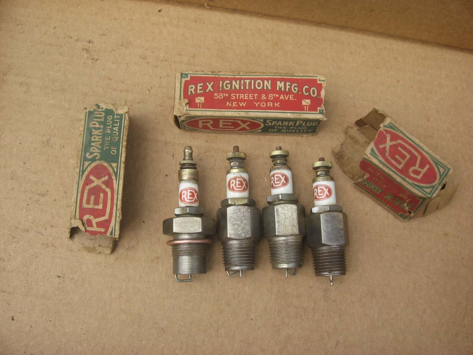 4 OLD REX SPARK PLUGS NEVER USED CAR TRUCK MOTORCYCLE HIT MISS ENGINE ...