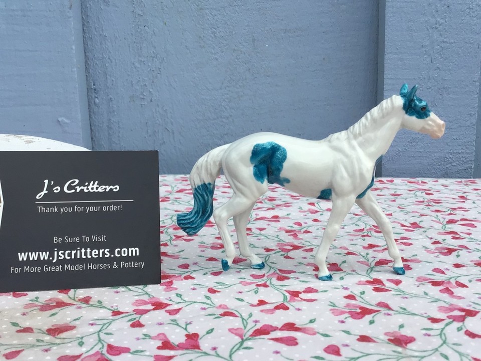 Breyer Horse Custom Stablemate thoroughbred Carriack Glossy blue pinto ...