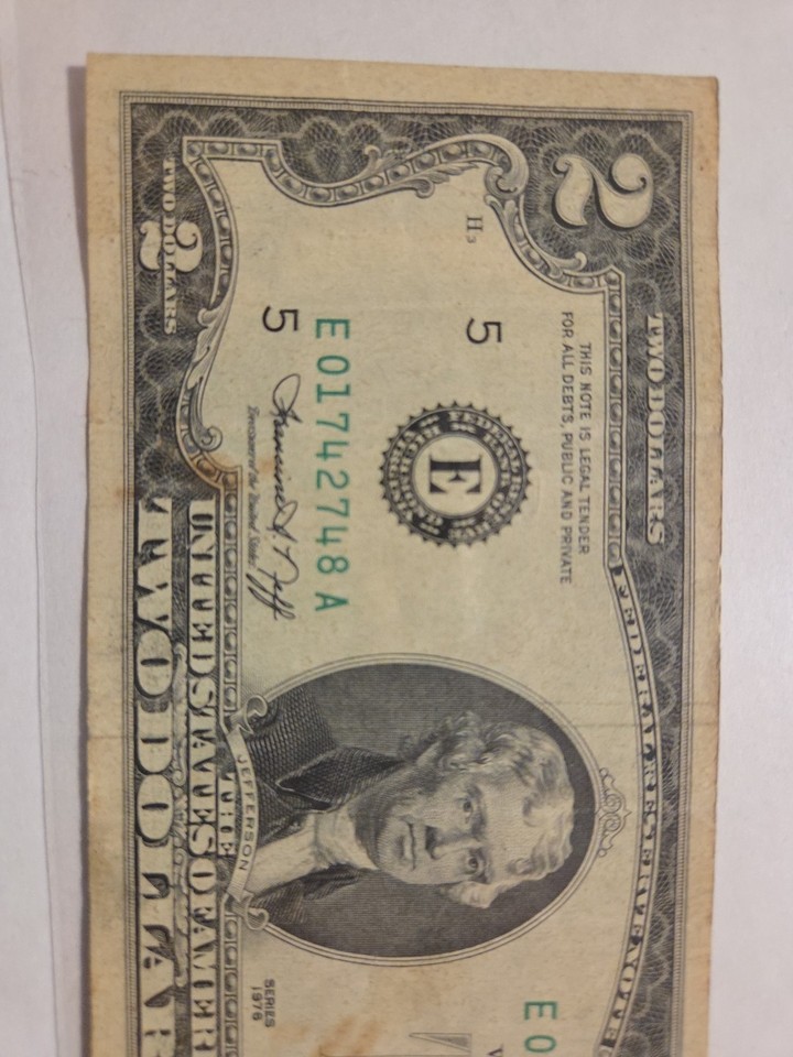 1976 $2 Dollar Bill Low Serial # With Double Digits, VERY RARE, U.S.A ...