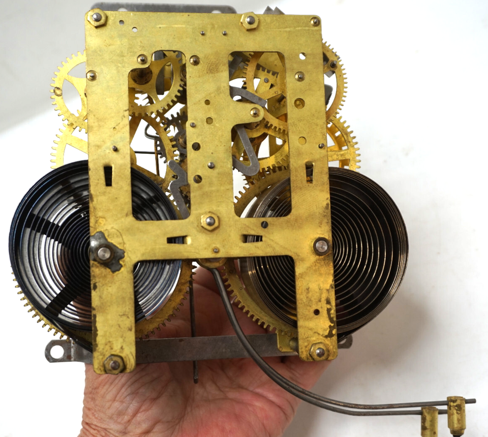 VINTAGE INGRAHAM CLOCK MOVEMENT MECHANISM 12 27 CLEANED PARTS MANTLE ...