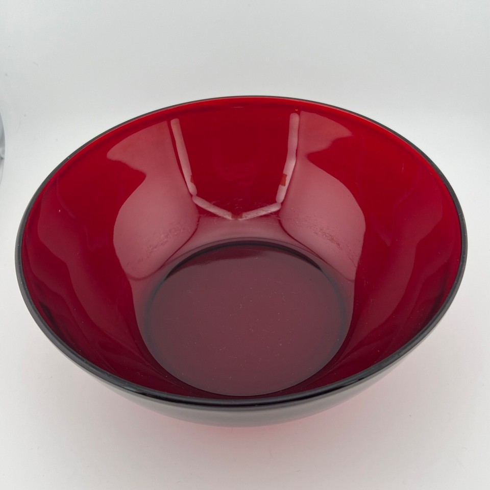 Vintage Crimson Ruby Red Glass Fruit Holiday Bowl MCM 8 3/8"W x 3"T | eBay
