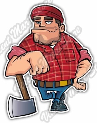 Lumberjack Logging Tree Chain Saw Axe Gift Car Bumper Vinyl Sticker ...