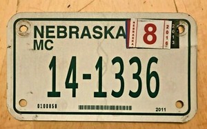 2016 NEBRASKA CYCLE MOTORCYCLE LICENSE PLATE " 14 1336 '' 16 NE | eBay