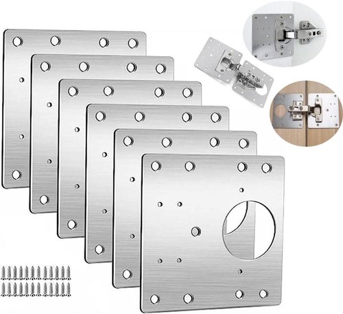 6 PCS Hinge Repair Plate,Stainless Steel Fix The Hinge Side Plate ...