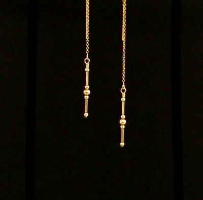 *IAJ* 14k GOLD gf LINEAR DROP DANGLE Ear Threads Threader Earrings | eBay