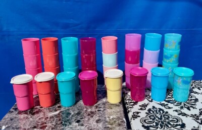 Tupperware TableTop Stacking Tumblers 12 ounce Set of 4 Different Color ...