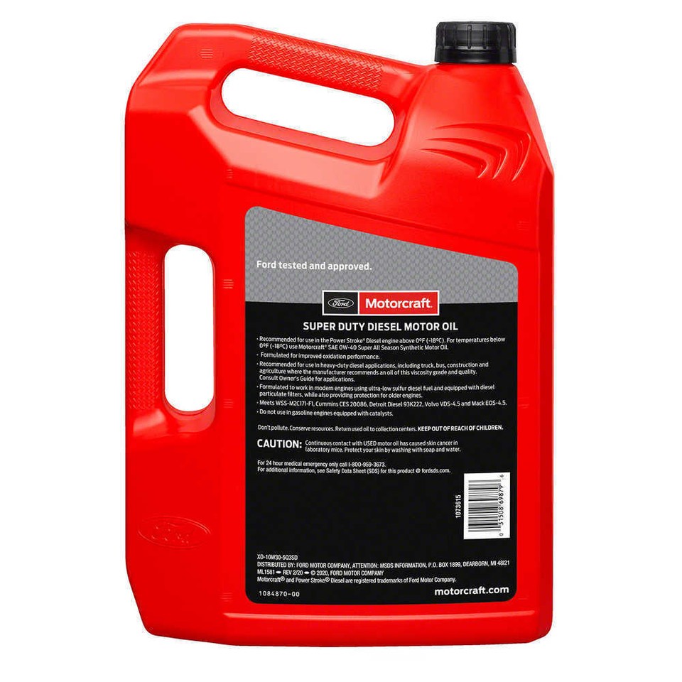 Engine Oil-Super Duty Diesel Motor Oil - 5 Quart Motorcraft XO-10W30 ...