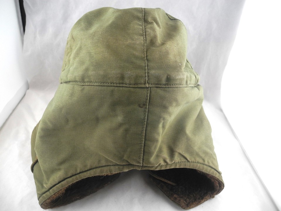 Korean War US Military Army M-1951 OD Pile Field Cap Hat Ear Flap Hat ...