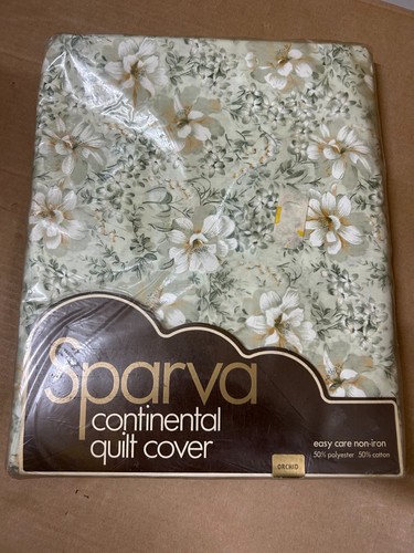 VINTAGE SPARVA CONTINENTAL QUILT COVER DOUBLE BROWN FLOWERS - ORCHARD ...