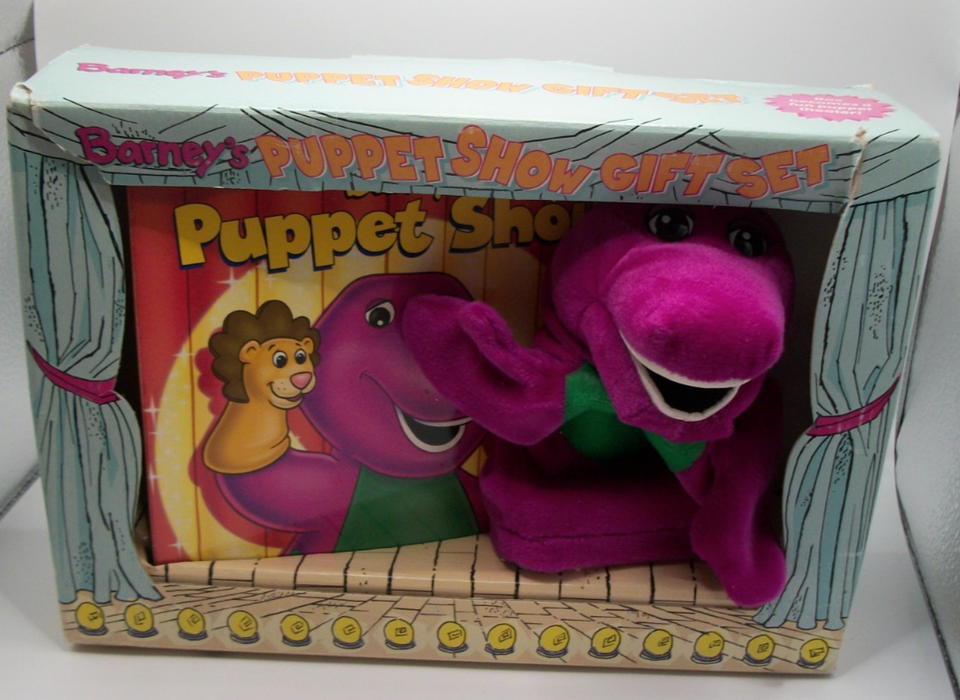 Vintage Lyons Barney's Puppet Show Gift Set Puppet & Book New in Box ...
