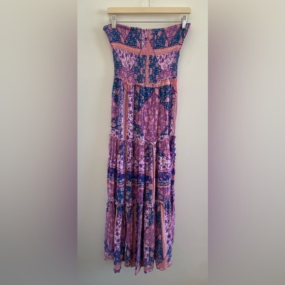 Abel The Label Floral Boho Smocked Tiered Ruffle Hem Maxi Dress Size ...