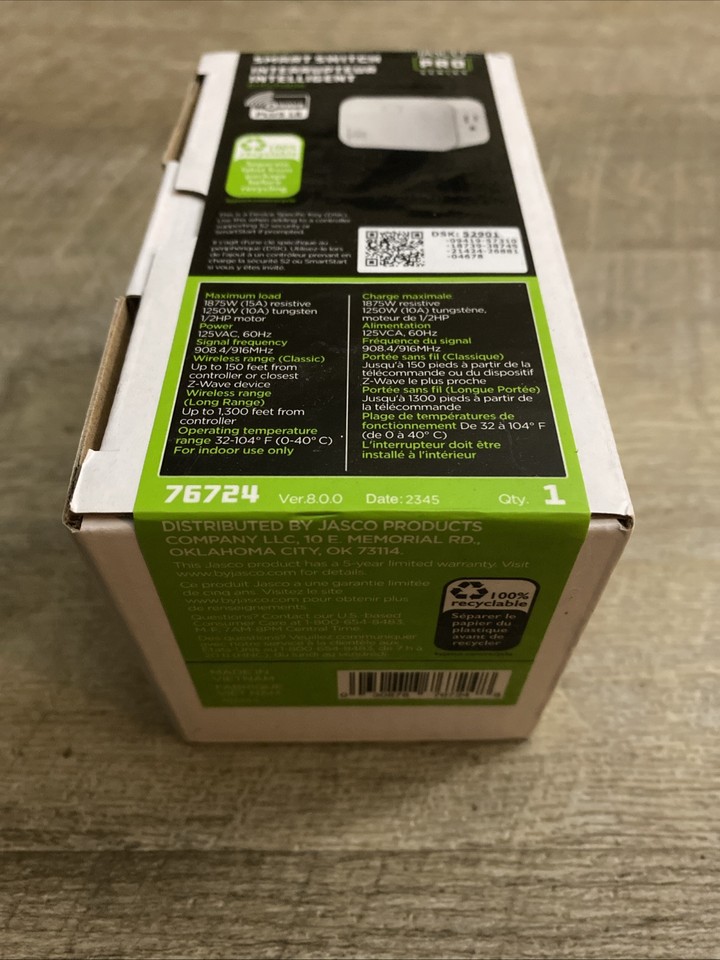 Jasco Pro 76724 Plug-in Smart Switch Dual Outlet Z-Wave Plus LR *New ...