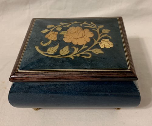 BEAUTIFUL Vintage Jobin Romance Swiss Music Box - Edelweiss, Blue ...