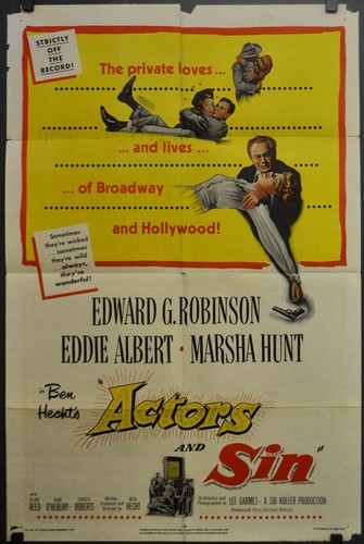 Actors And Sin 1952 ORIGINAL 27X41 MOVIE POSTER EDWARD G. ROBINSON ...