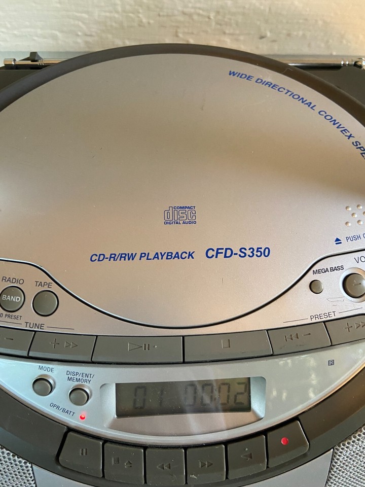 Sony CFD-S350 Portable Cassette Boombox Silver CD Player Radio w/Remote ...