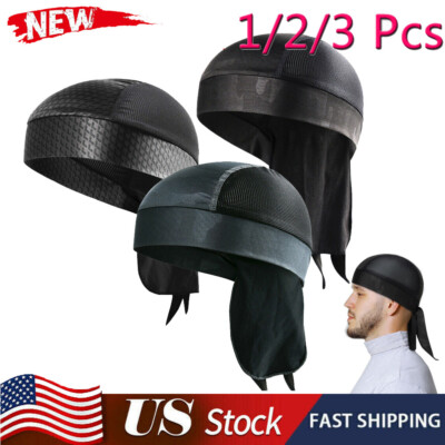 Motorcycle Wrap Biker Du Do Black Bandana Paisley Doo Rag Head Skull ...
