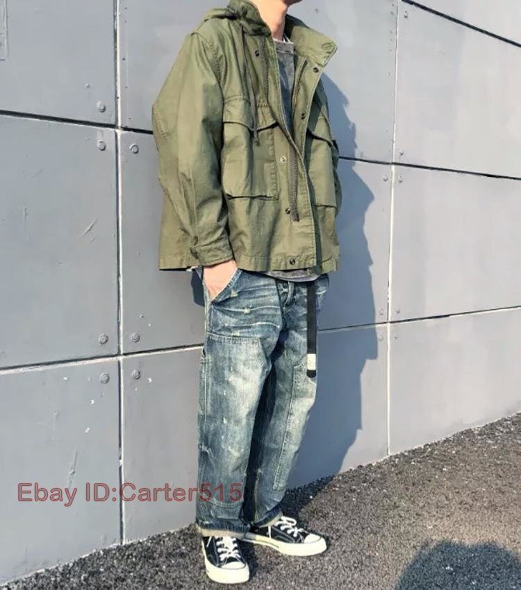 Men Tactical Jacket Casual Loose Parka Hooded Army Pullover Pocket Coat ...