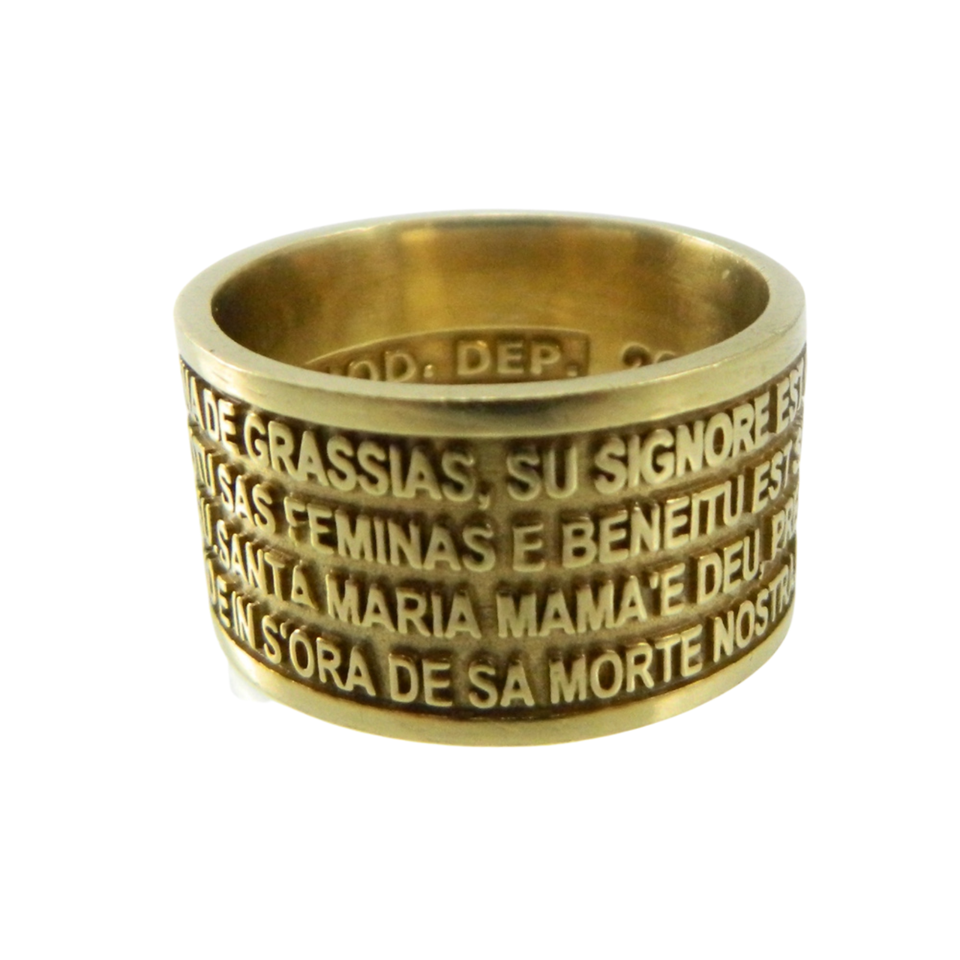 Ring Ave Maria in Sardinian in bronze prayer Sardinia with face Madonna ...