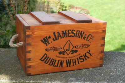 RUSTIC ANTIQUED VINTAGE WOODEN Wm JAMESON DUBLIN WHISKY BOXES CRATES ...