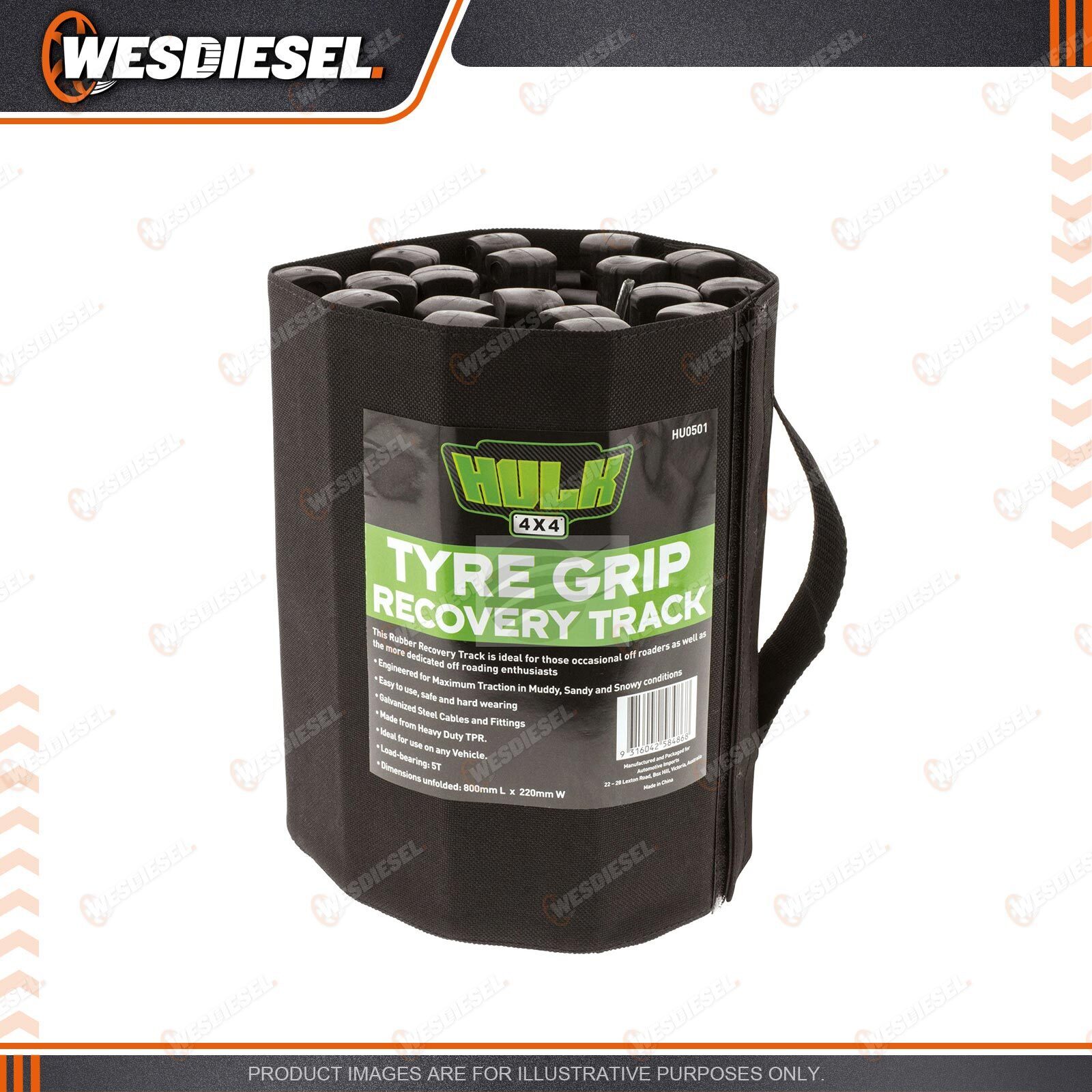 Wesdiesel Pkt 1 Tyre Grip Recovery Track 800mm X 220mm With Carry Bag ...