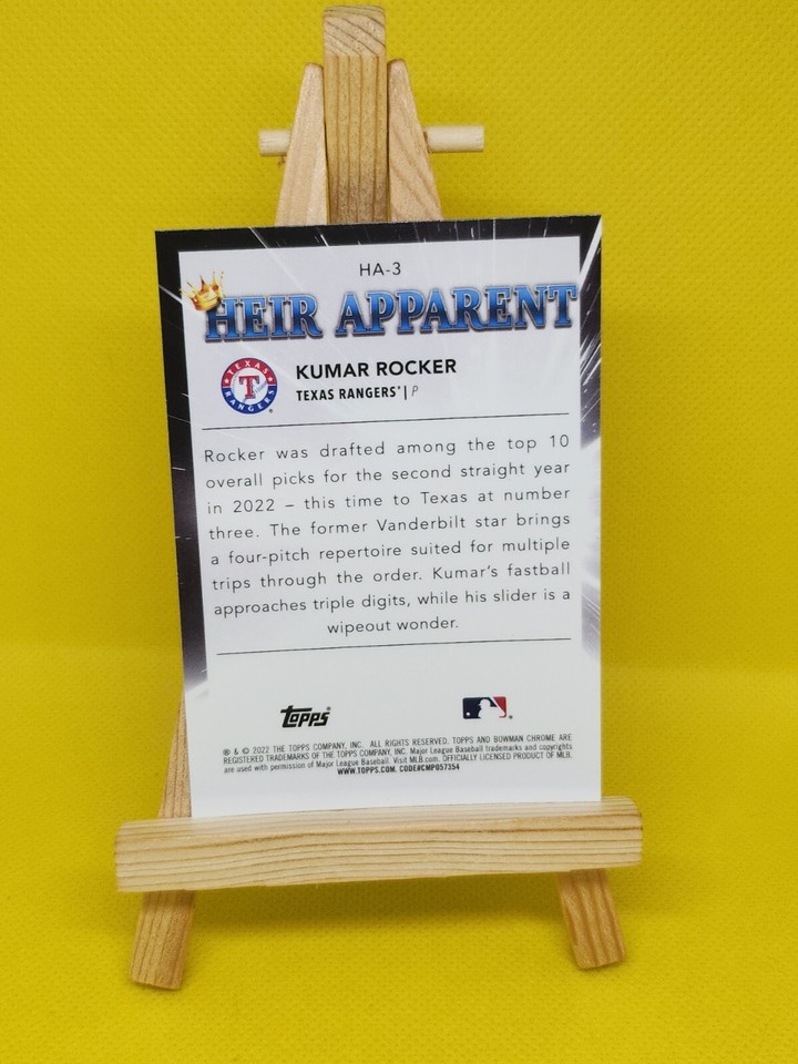 Kumar Rocker 2022 Bowman Draft Baseball Heir Apparent #HA-3 Texas ...
