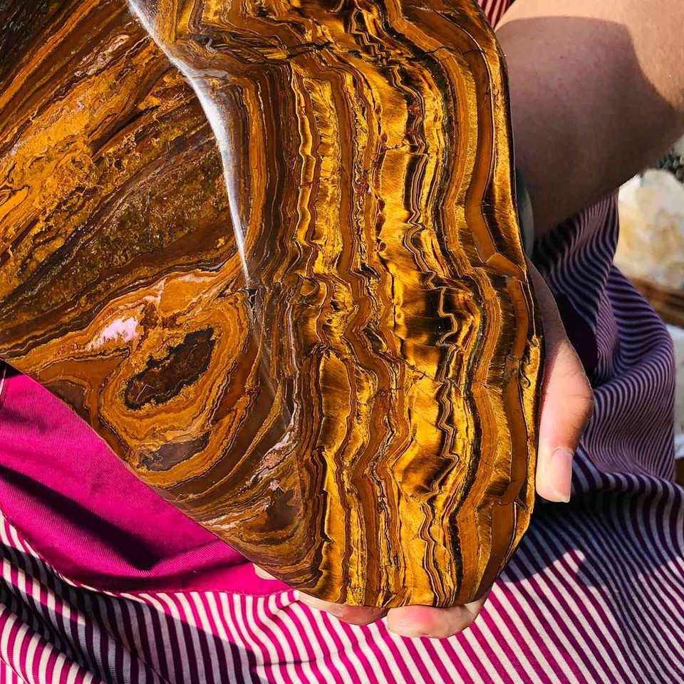 11.57LB Natural tiger's-eye quartz crystal slab polished specimen ...