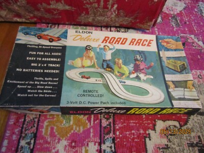 Vintage Eldon Deluxe Road Race 1/32 Slot Car Set 9801 w 2 Cars 1960 | eBay