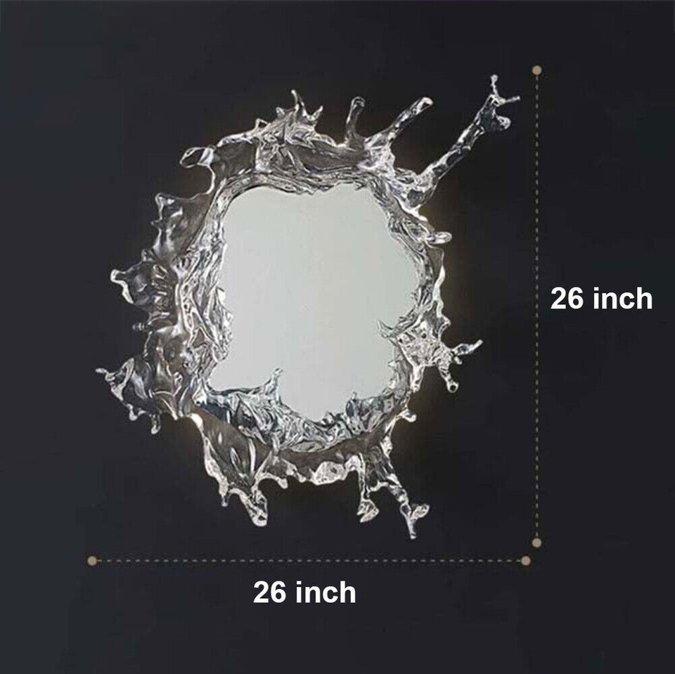 Modern Bathroom Water Splash Mirror, Unique Wall Accent Mirror with LED ...