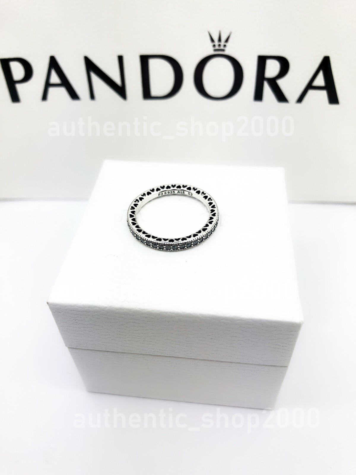 NEW Authentic PANDORA 925 Silver Sparkles and Hearts Stackable Ring ...