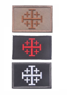 Hook and Loop 3" x 2" JERUSALEM CROSS sew-on patch Choose color (D0) | eBay