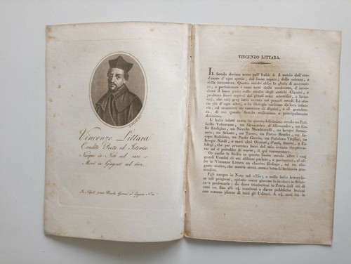1818 Ortolani Ritratto/Bio di Vincenzo Littara, Poeta e Storico, Noto ...