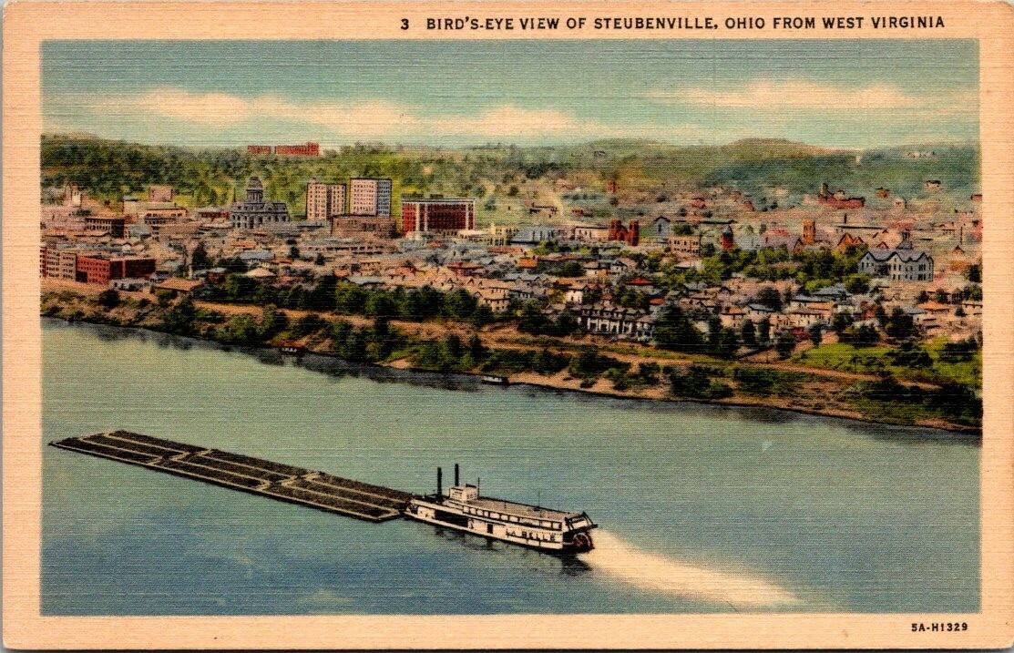 Postcard Birds Eye View Of Steubenville Ohio From West Virginia | eBay