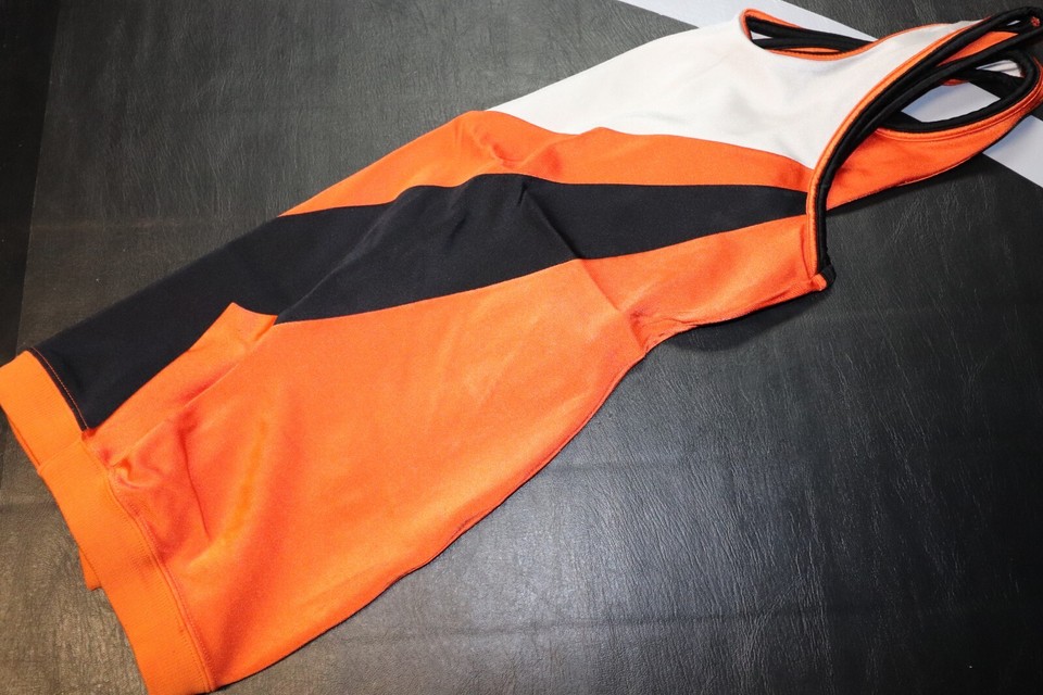 Vintage BRUTE orange, white WRESTLING SINGLET Tournament Jock Thick Cut ...