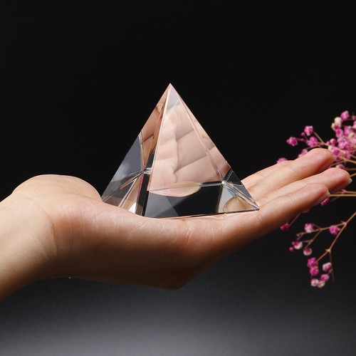 Crystal Pyramid Figurine Collectible Transparent Color Prism Desk ...