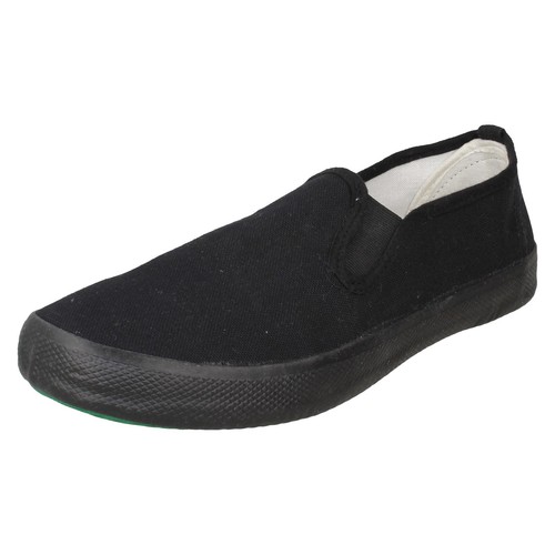 MENS LADIES BOYS GIRLS SLIP ON CANVAS SHOES SCHOOL PUMPS PLIMSOLLS UK 6 ...