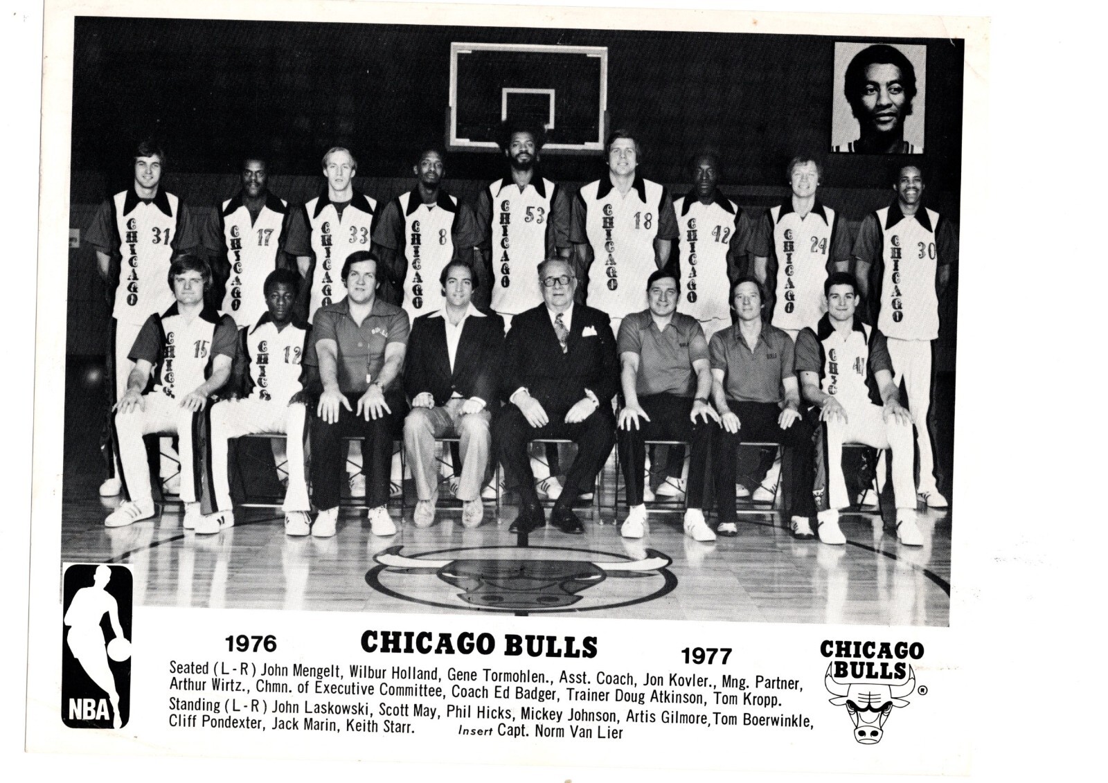VINTAGE ORIGINAL 1976 1977 CHICAGO BULLS 8x10 TEAM PHOTO GILMORE VAN ...