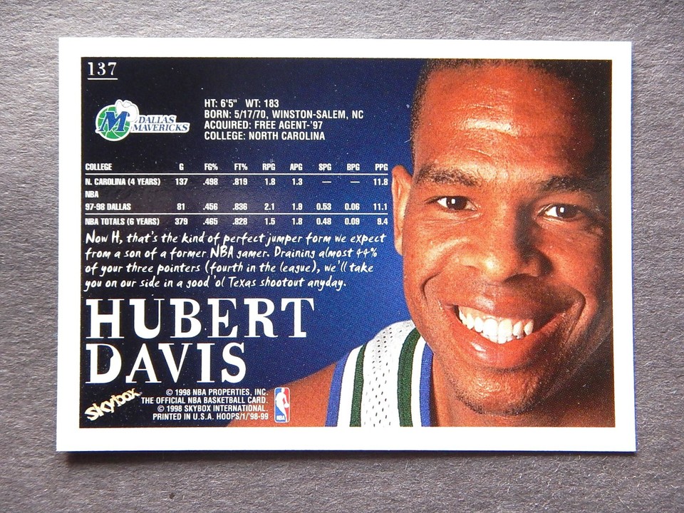 Hubert Davis #137 NBA Hoops 1998 Basketball Card (Dallas Mavericks) | eBay
