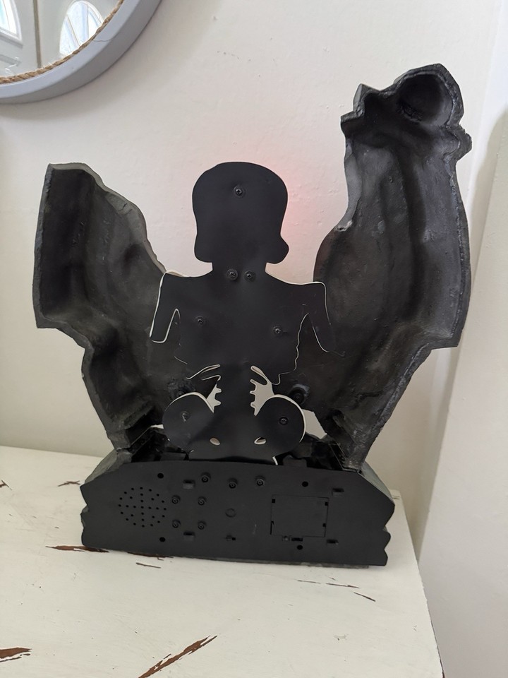 Rare Vtg Gemmy Skeleton Tombstone Split Halloween Decoration Lights ...
