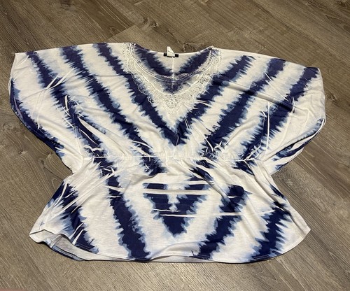 DEB LADIES TOP SHIRT BLOUSE BLUE AND WHITE SIZE 3X | eBay