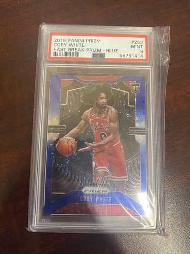 2019-20 Panini Prizm Coby White #253 Fast Break BLUE Prizm /175 PSA 9 ...