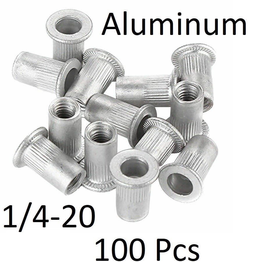 100 Pcs 1/4-20 Aluminum Flange Nutserts Rivet Nut Rivnut Nutsert | eBay