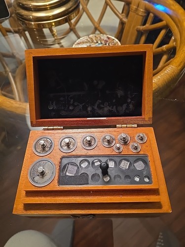 Vintage Christian Becker Torsion Balance Weight Set Wooden Box 1mg-200g ...
