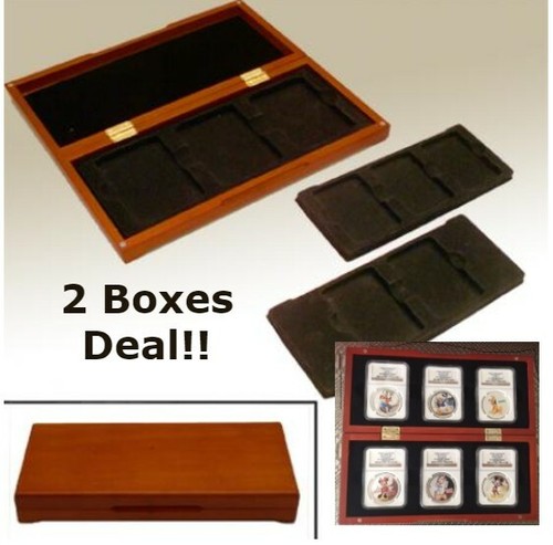 3/6 Coin Slab Display Oak Wood Storage Gift Box Certified NGC PCGS ...