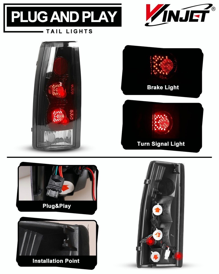 LED Tail Lights for 1988-1998 Chevy GMC C/K 1500 2500 3500 Rear Brake ...